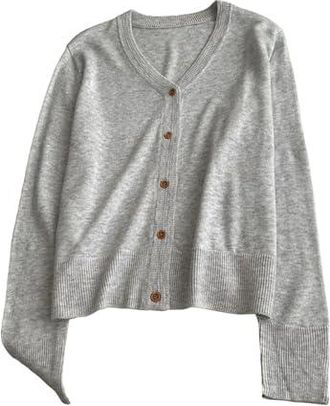 Generic Cardigan ouvert en laine pour femme - Style d&eacute;contract&eacute; - Style d&eacute;contract&eacute; - Style vintage, gris, Taille S