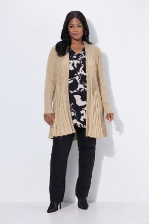 Ulla Popken Strickjacke Strickjacke Metallic-Effekt Schalkragen Langarm