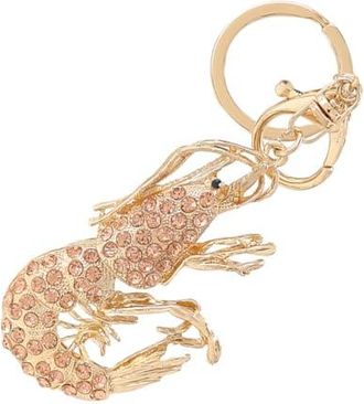 IFUNDOM Porte-cl&eacute;s Cr&eacute;atif Alliage Forme de Crevette D&eacute;cor&eacute;e de Cristaux Pendentif L&eacute;ger et R&eacute;sistant pour Sac Cadeau Original pour Coll&egrave;gues et Amis