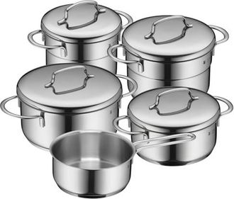 WMF Mini Topfset Induktion klein 5-teilig, Kochtopf Set mit Metalldeckel, Cromargan Edelstahl, T&ouml;pfe Set stapelbar, ideal f&uuml;r kleine Portionen