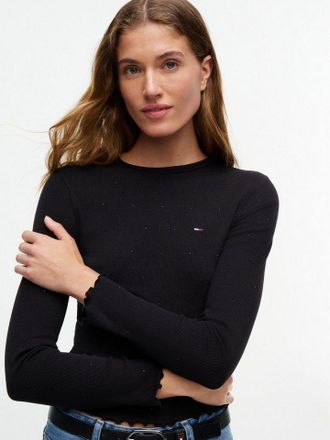 Tommy Jeans Langarmshirt TJW SLIM SH PARTY RIB LS EXT Baumwollmischung, slim fit, figurbetont, in gerippter Struktur