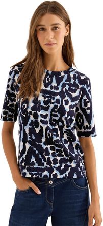 Cecil Damen 3227483 Cupro Touch Print-Shirt, urban Dark Blue, XX-Large