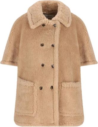 Max Mara Femme, Vestes, Beige, Taille: ONE Size Cape Teddy en alpaga et cachemire