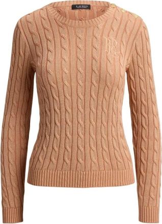 Ralph Lauren Pull en maille torsad&eacute;e &agrave; boutons - Femme - Pulls - Rose - Taille: 42 FR