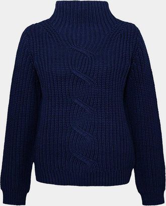 Cassis Strickpullover Cassis Damen-Strickpullover in Navy - Grobstrick mit Zopfmuster