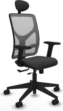 Piqueras y Crespo B&uuml;rostuhl mit 2D-Armen, h&ouml;henverstellbare Lendenwirbelst&uuml;tze und festes Kopfteil, ausgestattet mit Syncro/Traslack und Schneideschaum, Grau/Dunkelgrau