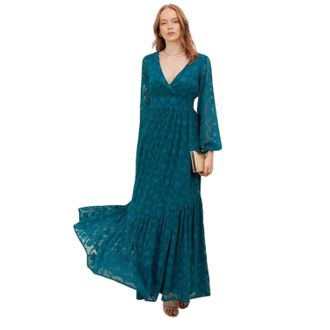 Lovedrobe Maxikleid f&uuml;r Damen, Hinten geknotet, Lang&auml;rmlig (Blaugr&uuml;nes Gr&uuml;n)