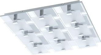 Eglo LED Deckenlampe Vicaro, Deckenleuchte, Edelstahl in chrom, Glas satiniert in weiss, klar warmwei&szlig;