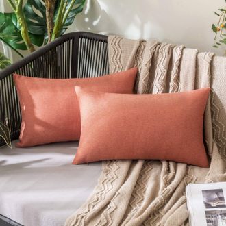 Miulee 2er Set Wasserdicht Kissenbezug Outdoor Sofakissen Dekokissen Modern Kissenbez&uuml;ge Dekorativ Kissenh&uuml;lle Deko aus Polyster Leinen-Optik f&uuml;r Garten Sofa