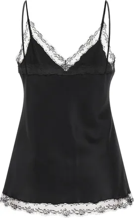 Ermanno Scervino Silk Lace Trim Tank Top - Black