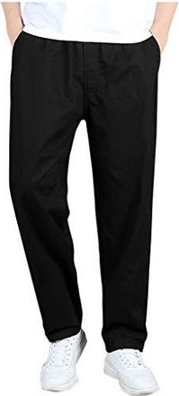Generic Pantalon chino d&eacute;contract&eacute; pour homme - Pantalon de sport ample avec poches - Taille &eacute;lastique - Pantalon chino avec poches - Pantalon de travail noir