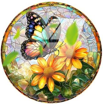 Generic Attrape-soleil en vitrail &agrave; suspendre en forme de fleurs pour fen&ecirc;tres, 20 cm, d&eacute;coration murale peinte &agrave; la main pour maman, grand-m&egrave;re (style E) (ja