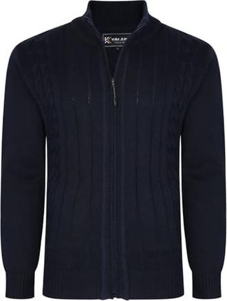 KAM KBS81 Cardigan en tricot torsad&eacute; avec fermeture &eacute;clair pour homme, bleu marine, 5XL