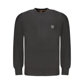 HUGO BOSS Baumwoll-Piqu&eacute;-Pullover mit Logo-Patch - - Knitwear - Herren - Schwarzk - L