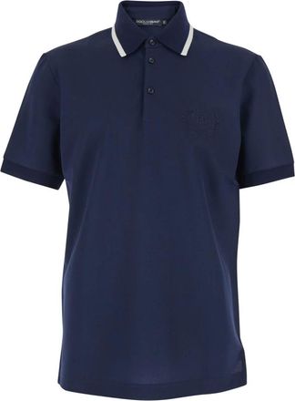Dolce & Gabbana Homme, Tops, Bleu, Taille: XL Polo &agrave; logo brod&eacute;