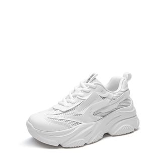 Dream Pairs Damen Sneakers mit Dicker Laufsohle & atmungsaktivem Material, feuchtigkeitsabsorbierende Einlegesohle für Tageskomfort,Size 41.5,Weiss,SDFN2406W