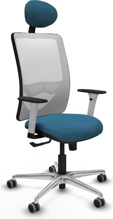 Piqueras y Crespo B&uuml;rostuhl Zulema mit wei&szlig;en und schwarzen Armlehnen und festem Kopfteil, ausgestattet mit 3 Positionen und Schneideschaum, mit Rollen von 65 mm, Parke