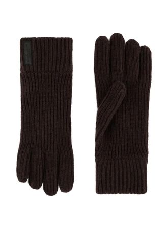 Giorgio Armani gants en cachemire à design côtelé - Marron