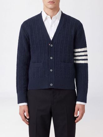 Thom Browne Cardigan slim fit en tricot de laine &agrave; col V et motif 4-Bar
