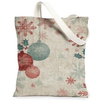 Generic Sacs fourre-tout en toile pour ornements de No&euml;l, sacs d&eacute;picerie r&eacute;utilisables, l&eacute;gers et lavables avec bandouli&egrave;re Ca, Rouge/bleu, 13x15 Inch