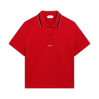 Versace Greca Baumwoll-Piqu&eacute;-Polo - - Tops - Damen - Rot - L