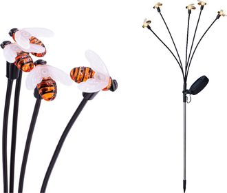 Lumineo Solar Stabbeleuchtung Outdoor 70cm 5 Bienen LEDs Kunststoff - Solarleuchte für Garten - Stablampe Außenleuchte Gartenleuchte - Solarlampen Wegeleuchte