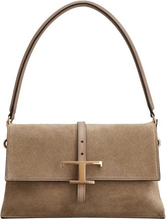 Tod's Femme, Sacs, Beige, Taille: ONE Size Borsa Flap T Timeless