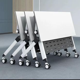 Generic Klappbarer Schulungstisch, klappbarer Konferenztisch, mobiler Klapptisch mit Stahltrennwand, Ablagefach und leisen Rollen, f&uuml;r Konferenzr&auml;ume, Schulun