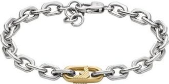 Emporio Armani Bracelet pour homme en acier inoxydable ou perl&eacute; avec fermoir mousqueton, Gris argent&eacute;