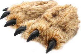 Frcolor Pantoufles Intérieur Chaudes Peluche avec Semelle Antidérapante Pantoufles Hiver à Motif Patte Ours Confortables et Durables pour Maison et Hôtel