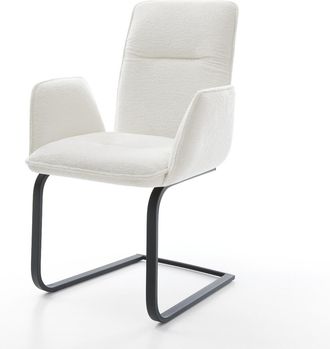 DELIFE Freischwinger Vinja-Flex Boucl&eacute; Soft Beige Freischwinger flach Schwarz, Esszimmerst&uuml;hle