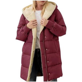 Generic Manteaux dhiver pour femme - Doubl&eacute;s en polaire Sherpa - Parka &agrave; manches longues avec capuche, rouge vin, 3XL