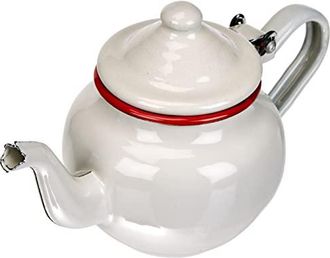 Ibili 908805,Teekanne AA80,5 laus emailliertem Stahlin weiß/rot, 10 x 17x 10 cm