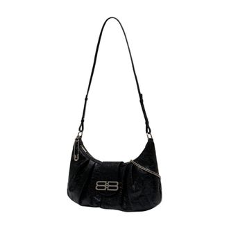 Balenciaga Womens Pamela Shoulder Bag Black Lambskin