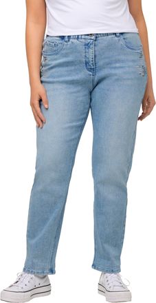 Ulla Popken Damen Denim mit Glitzer, Boyfriend Jeans, Light Blue, 42 Regular