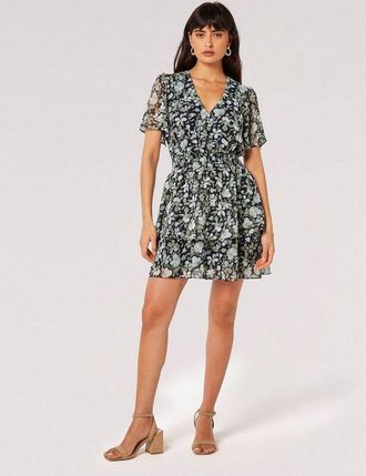 Apricot Minikleid Florales Stufenkleid mit Smokdetails