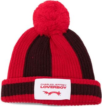 Charles Jeffrey Loverboy Striped Pompom Beanie Hat