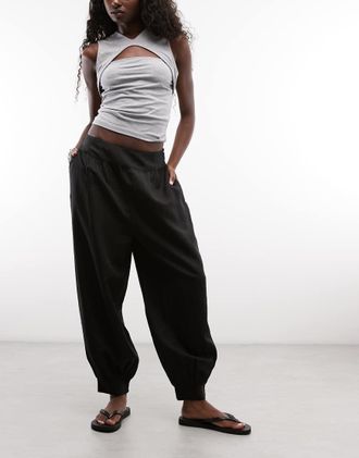 AllSaints Harrie Leinenmix-Ballonhose in Schwarz