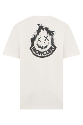 Moncler Mens T-Shirt Ivory Cotton T-Shirts And Polos