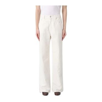 Brunello Cucinelli Jean large en coton et lin - Femme - Pantalons - Beige - Taille: 42 FR