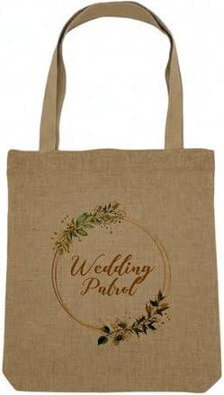 Fabulous Sac Shopping Tote Bag Aspect Lin - Wedding Patrol Mariage Mari&eacute;e Cercle Fleurs - Sac de Courses Toile Epaisse 360g Beige Naturel Cabas Port&eacute; Epaule So