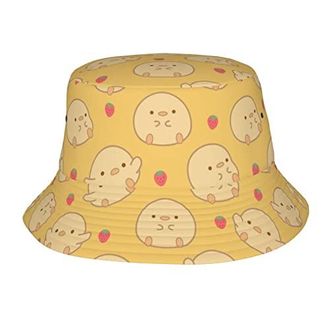 Generic Pliable Seau Chapeau Poulet et Fraise Chapeaux de Visière Anti-UV Extérieur Casquette pour Outdoor pêche Filles