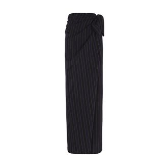 Cortana Marcel- gestreifter Rock aus Leinen und reiner Wolle blau- - - Skirts - Damen - Blau - L