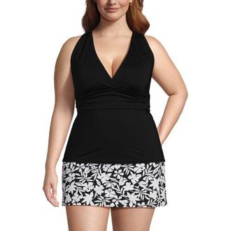 Lands End Tankinitop mit V-Ausschnitt, Damen, Gr&ouml;&szlig;e:48-50 plus, Schwarz, Nylon-Mischung, by Lands End