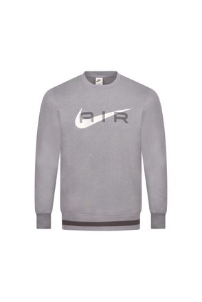 Nike Air FN7692 Herren-Sweatshirt, Swoosh, Rundhalsausschnitt, Fleecefutter, Gr&ouml;&szlig;e M, Regular, Regular, Grau