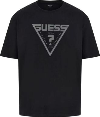 Guess Homme, Tops, Noir, Taille: XL T-shirt en jersey de coton avec logo oversize