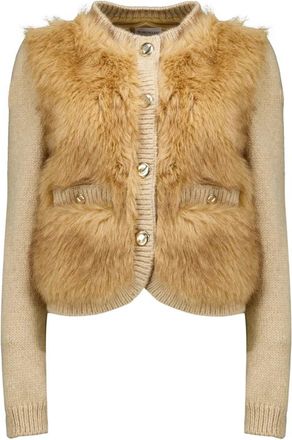 Moncler Strickjacke aus Alpaka- und Wollmischung mit Wattierung - - Knitwear - Damen - Beige - M
