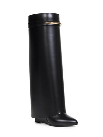 Givenchy Womens Knee-High Boots Shark Pinch Black Leather Calf