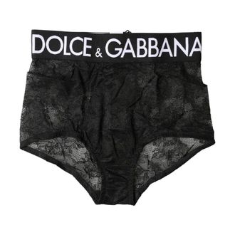 Dolce & Gabbana Femme, Sous-v&ecirc;tements, Noir, Taille: 38 FR Culotte gainante taille haute avec logo