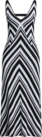 Farm Rio BLACK AND WHITE STRIPES KNIT MIDI DRESS